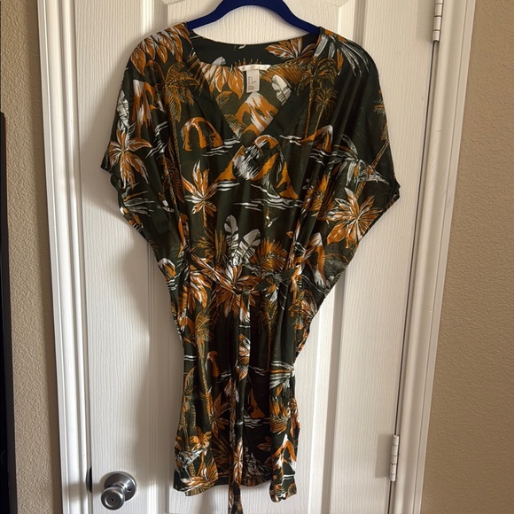 H&M | Swim | Hm Tropical Print Swim Coverup Green And Orange | Poshmark